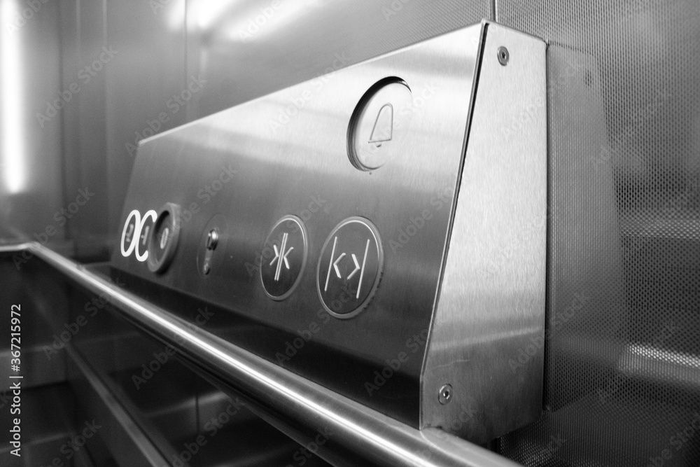 Elevator Button with Signs and Numbers in black and white Stock Photo ...