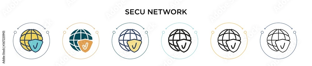 Secured network icon in filled, thin line, outline and stroke style ...