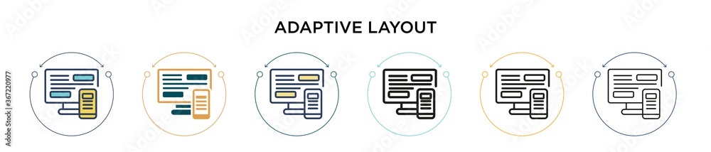 Adaptive layout icon in filled, thin line, outline and stroke style ...