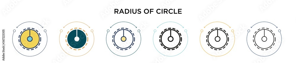 Radius of circle icon in filled, thin line, outline and stroke style ...