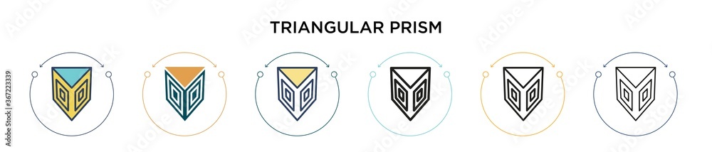 Triangular prism outline icon in filled, thin line, outline and stroke ...