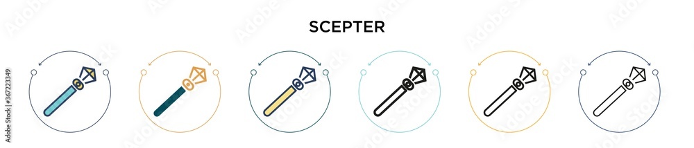 Scepter icon in filled, thin line, outline and stroke style. Vector ...