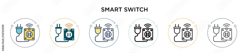 Smart switch icon in filled, thin line, outline and stroke style ...