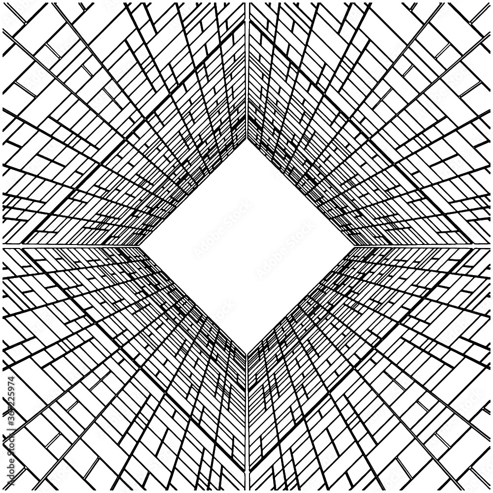 Abstract Grid Tile Tunnel Constructions Vector. Illustration Isolated ...