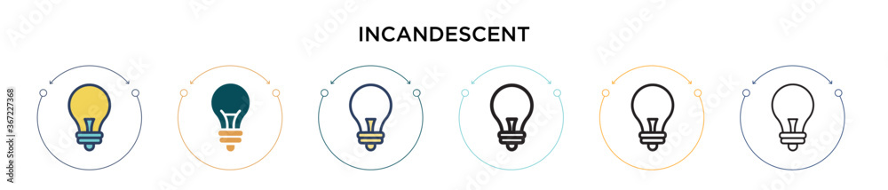 Incandescent icon in filled, thin line, outline and stroke style ...