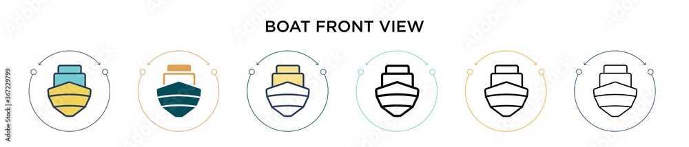 Boat front view icon in filled, thin line, outline and stroke style ...