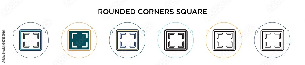 Rounded corners square icon in filled, thin line, outline and stroke ...
