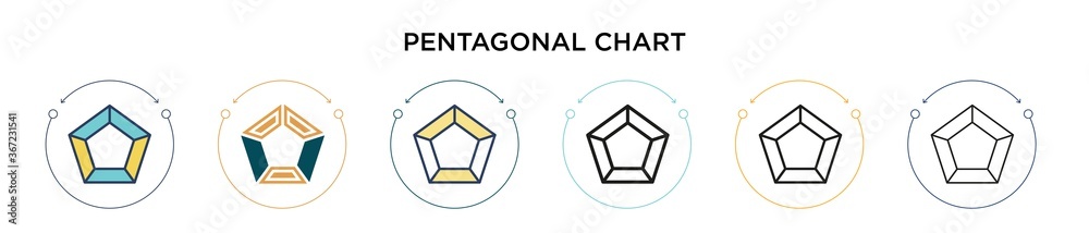 Pentagonal chart icon in filled, thin line, outline and stroke style ...