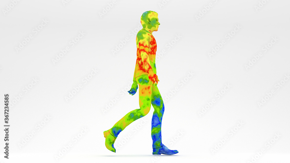 Thermographic image of human showing different temperatures in range of ...