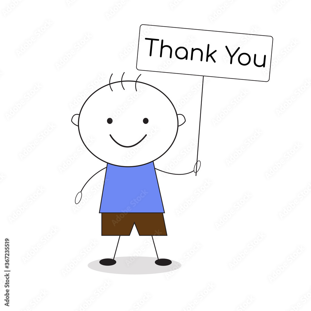 Thank You Doodle Kid Illustration Stock Vector | Adobe Stock