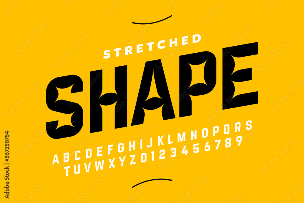 Stretched style font design, alphabet letters and numbers Stock Vector ...
