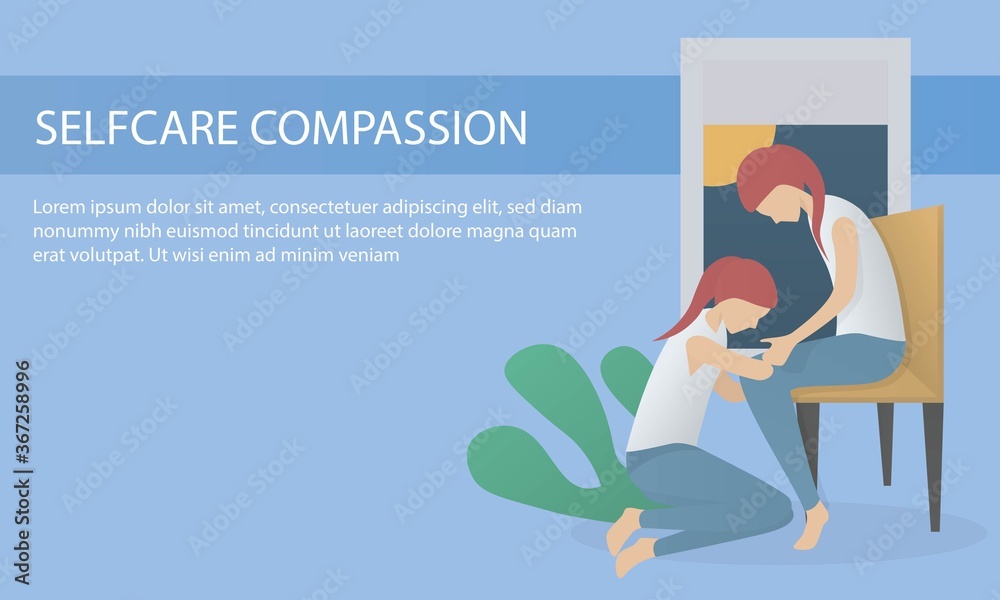 self care and self compassion concept,sad woman sitting hug yourself ...