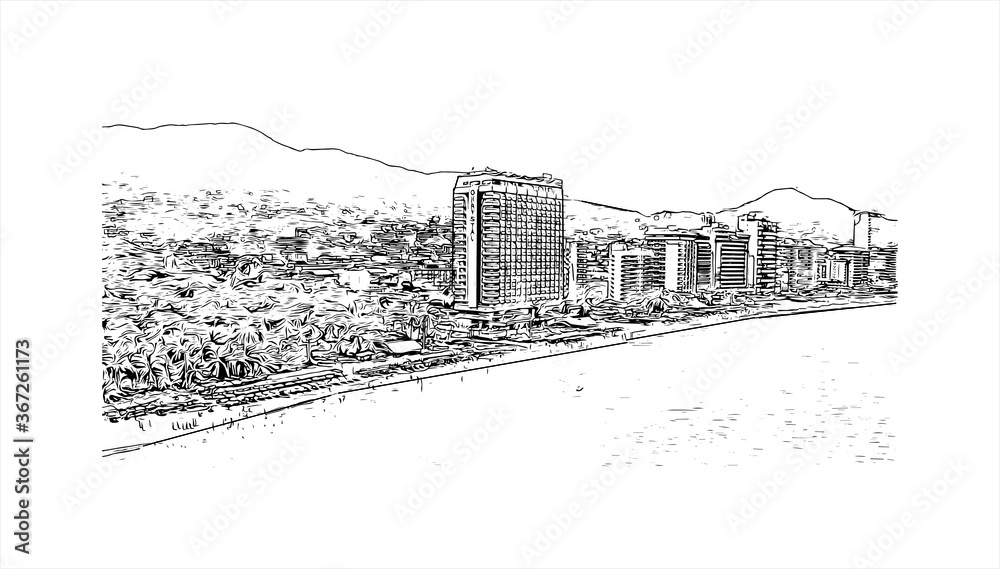 Building view with landmark of Acapulco, a beach resort town on Mexico ...