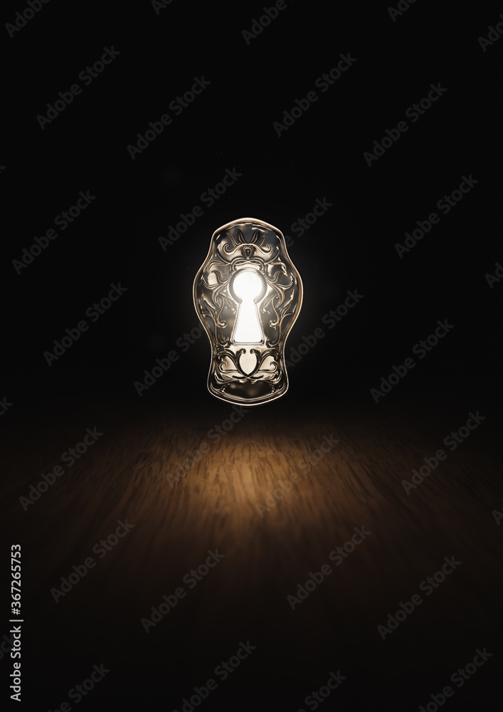 ( 3D Rendering, illustration ) light shining through a mysterious ...