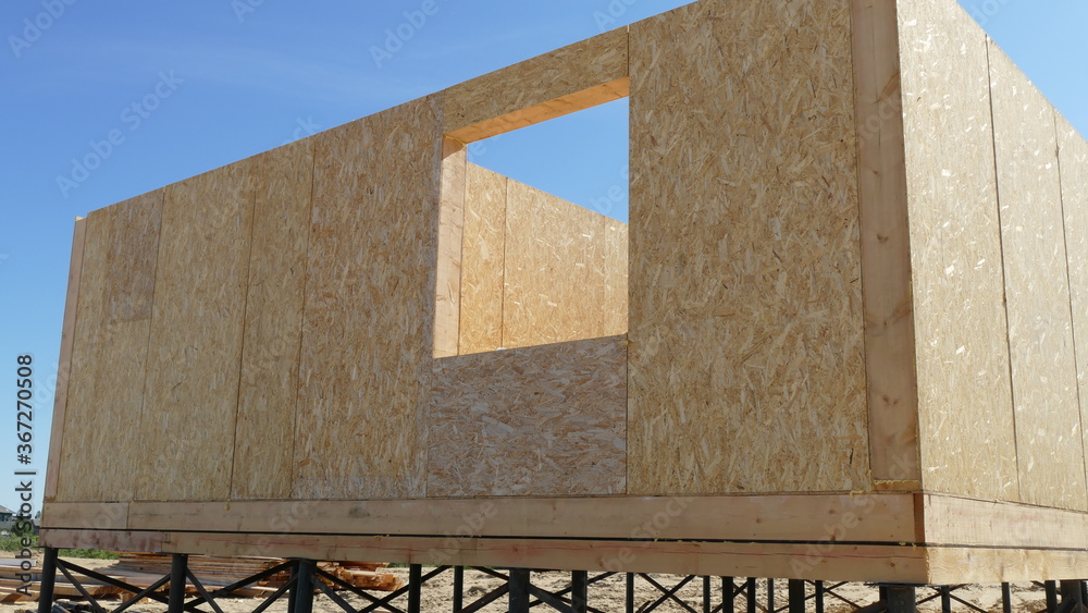 house made of OSB slabs with foam Stock Photo | Adobe Stock