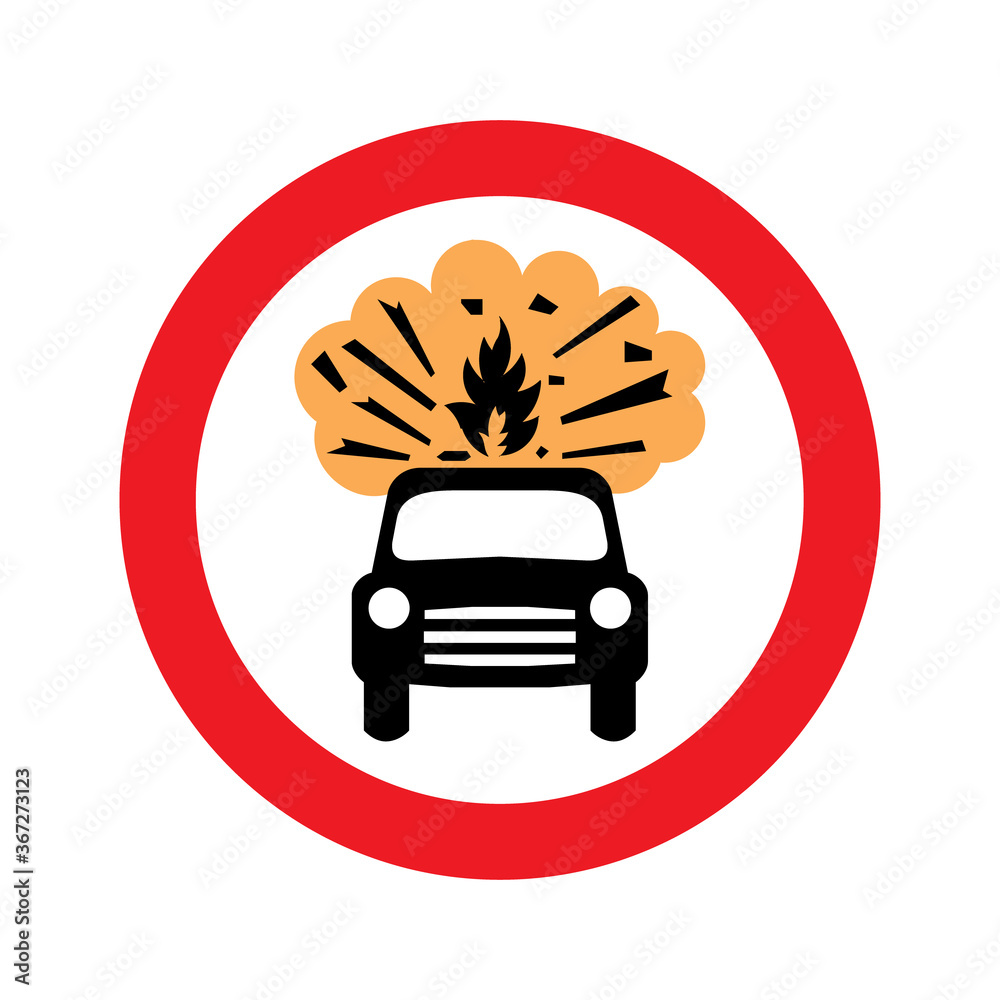 No vehicles carrying explosives road sign. Vector illustration of ...