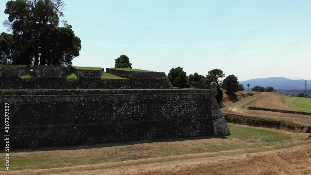 DRONE AERIAL FOOTAGE: Fortress of Valenca do Minho in Portugal. Valença ...