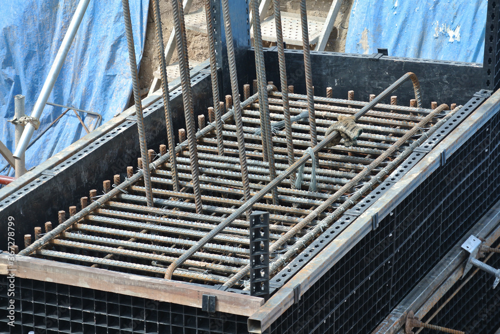 SELANGOR, MALAYSIA -SEPTEMBER 03, 2015: Pile cap formwork with ...