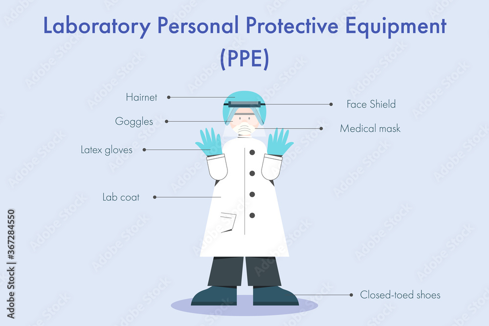 Laboratory personal protective equipment or PPE infographic. Stock ...