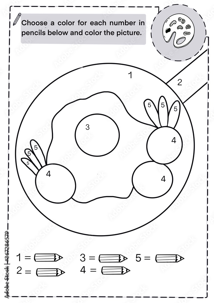 Educational number coloring page for preschool children. Funny cartoon ...
