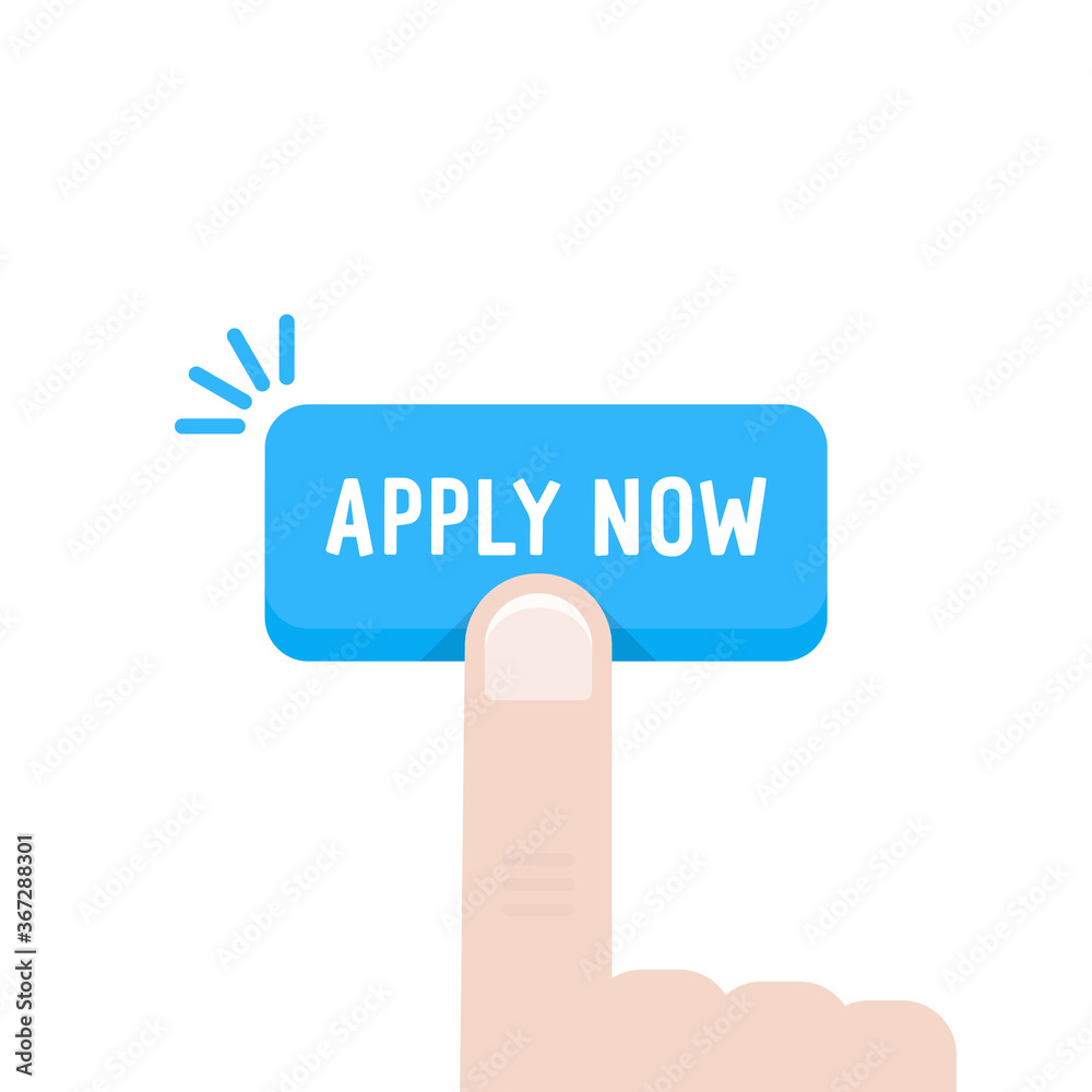 cartoon hand press on apply now button Stock Vector | Adobe Stock