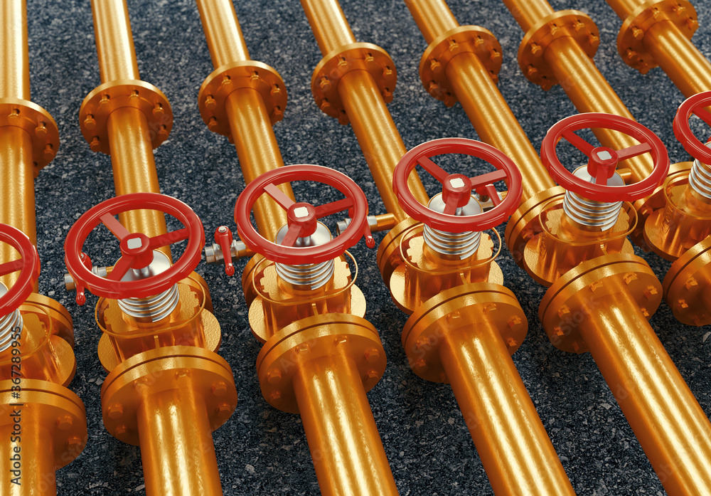 Oil or gas pipe line valves. Oil and gas extraction, production and ...