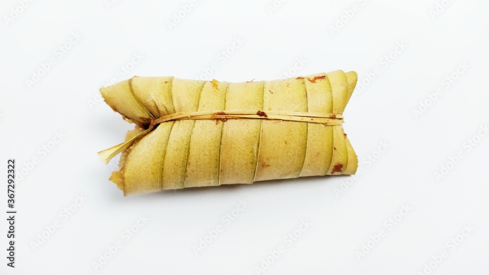 Lepet or leupeut Indonesian traditional food with glutinous rive and ...