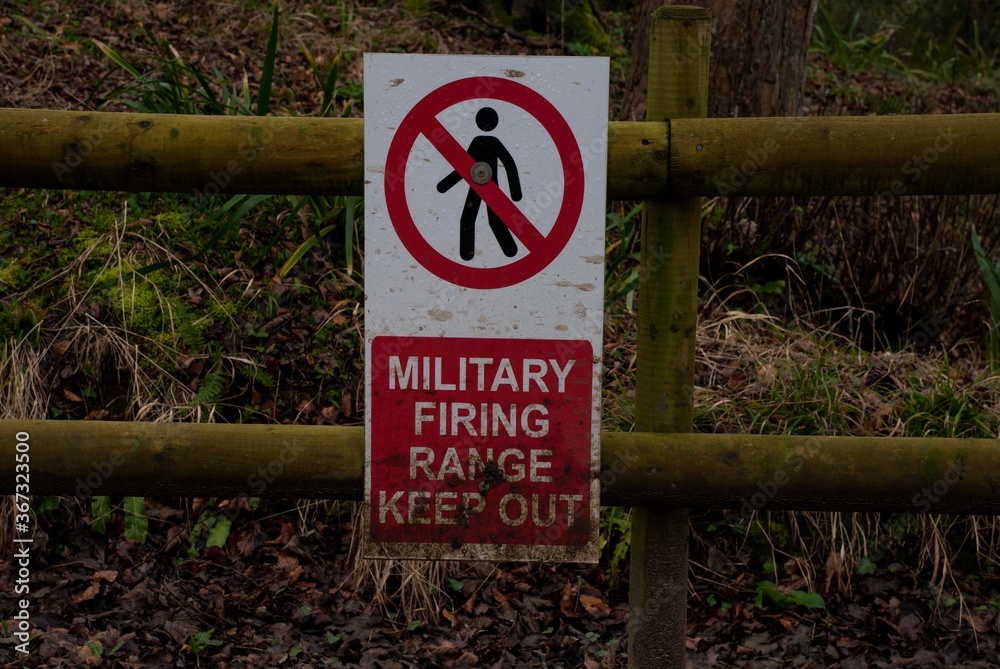 Warning sign in Tyneham village, Dorset in Southern England Stock Photo ...