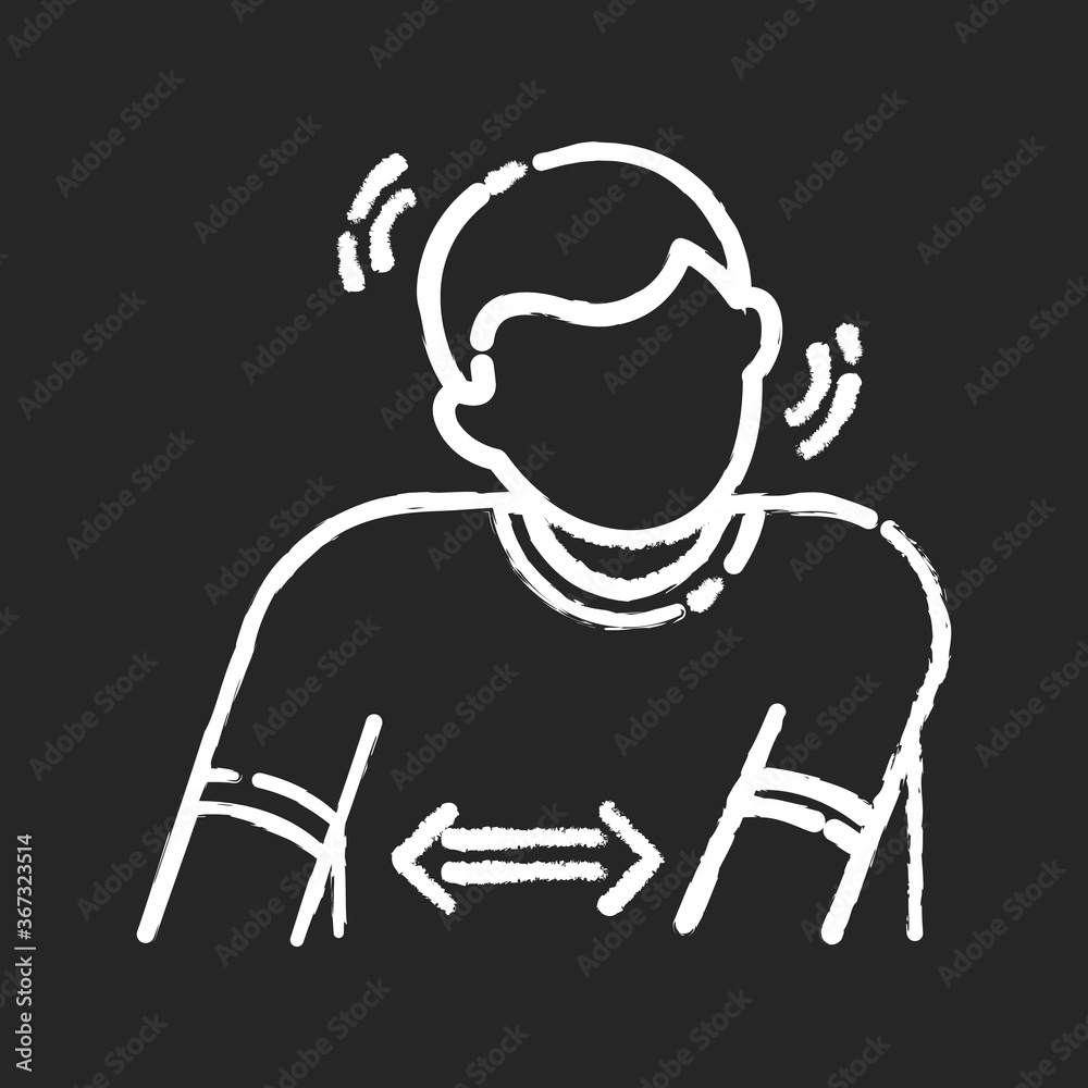 Tourette syndrome chalk white icon on black background. Patient suffer ...