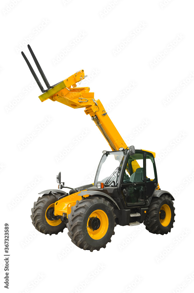 A telescopic handler, also called a telehandler Stock Photo | Adobe Stock