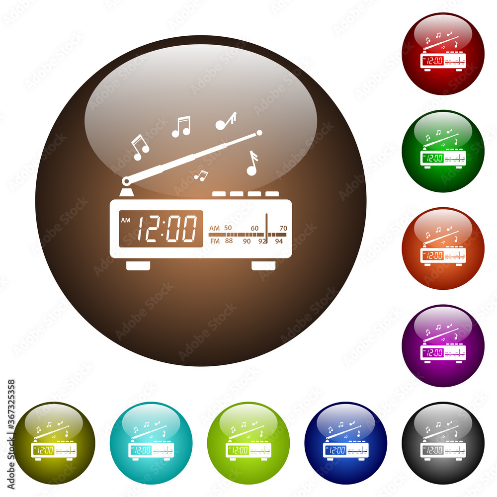 Vintage radio clock with music color glass buttons Stock Vector | Adobe ...