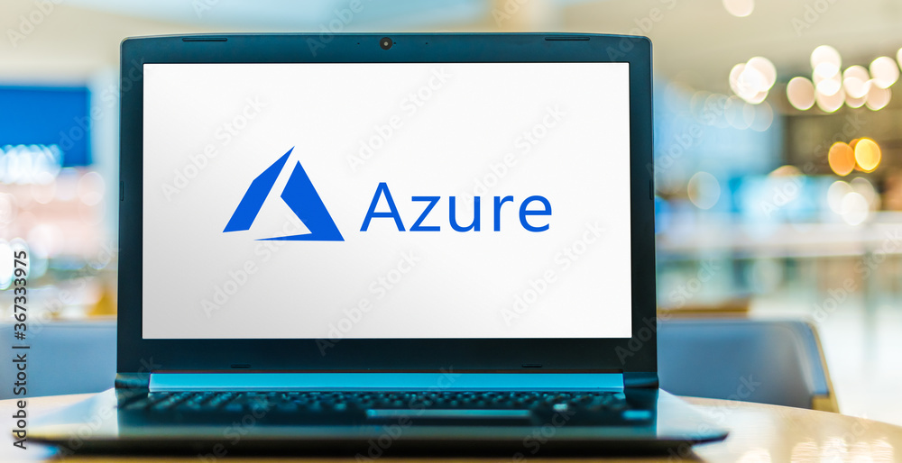 Laptop computer displaying logo of Microsoft Azure Stock Photo | Adobe ...