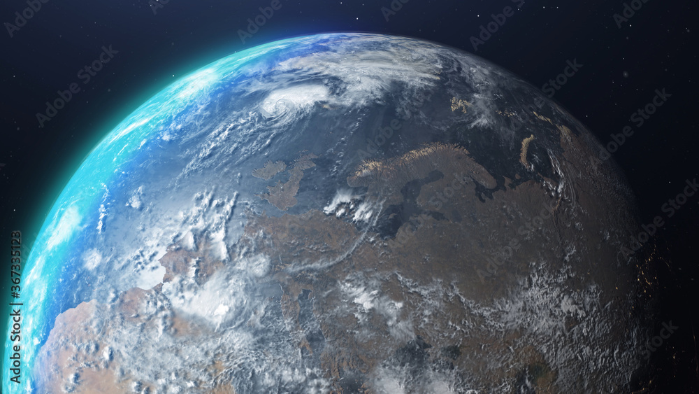 3D rendering- North Pole, Earth Space view Map ,Outer Space Travel ...