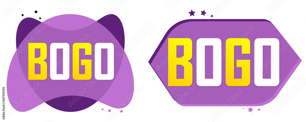 BOGO, set sale bubble banners design template, discount tags, buy 1 get ...