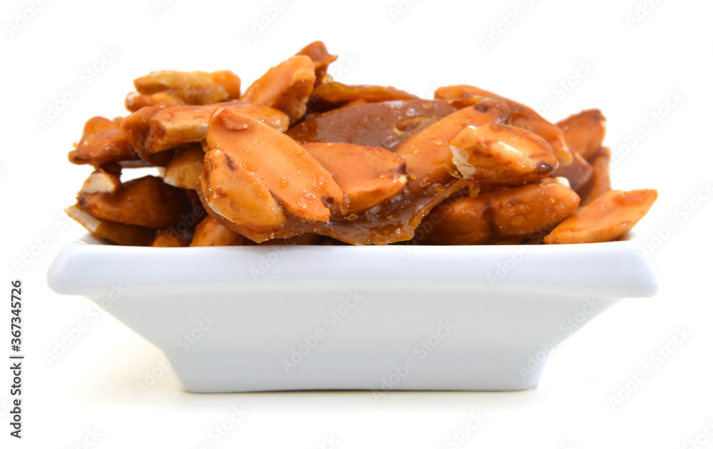 sweetened pili nuts popular delicacy in bicol, philippines in white ...