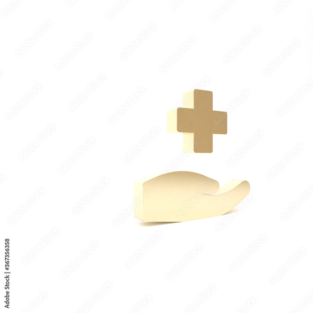 Gold Cross hospital medical icon isolated on white background. First ...