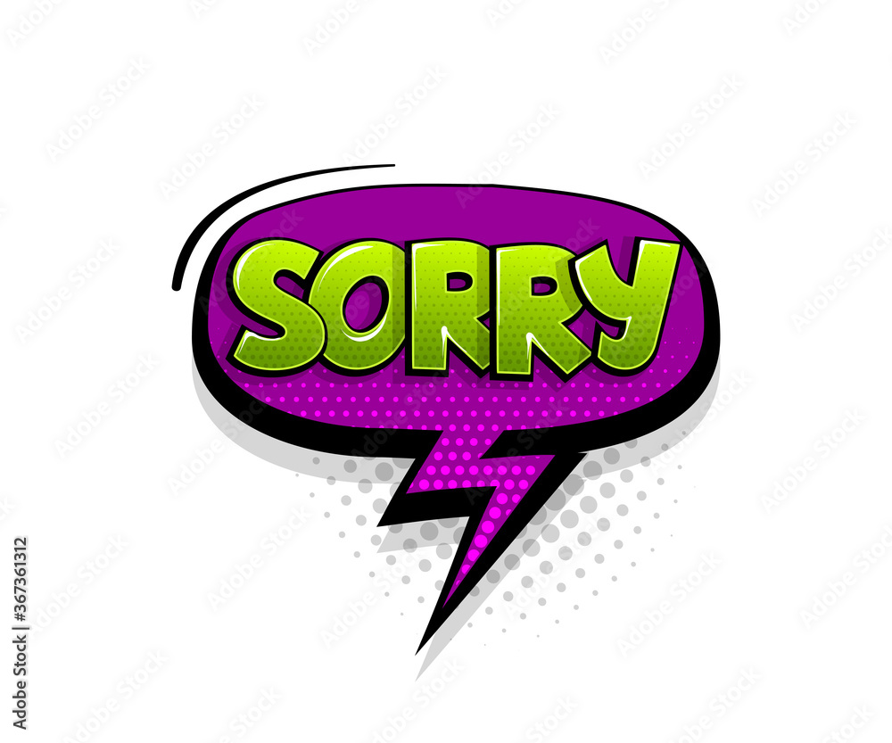 Comic text sorry speech bubble pop art style Stock Vector | Adobe Stock