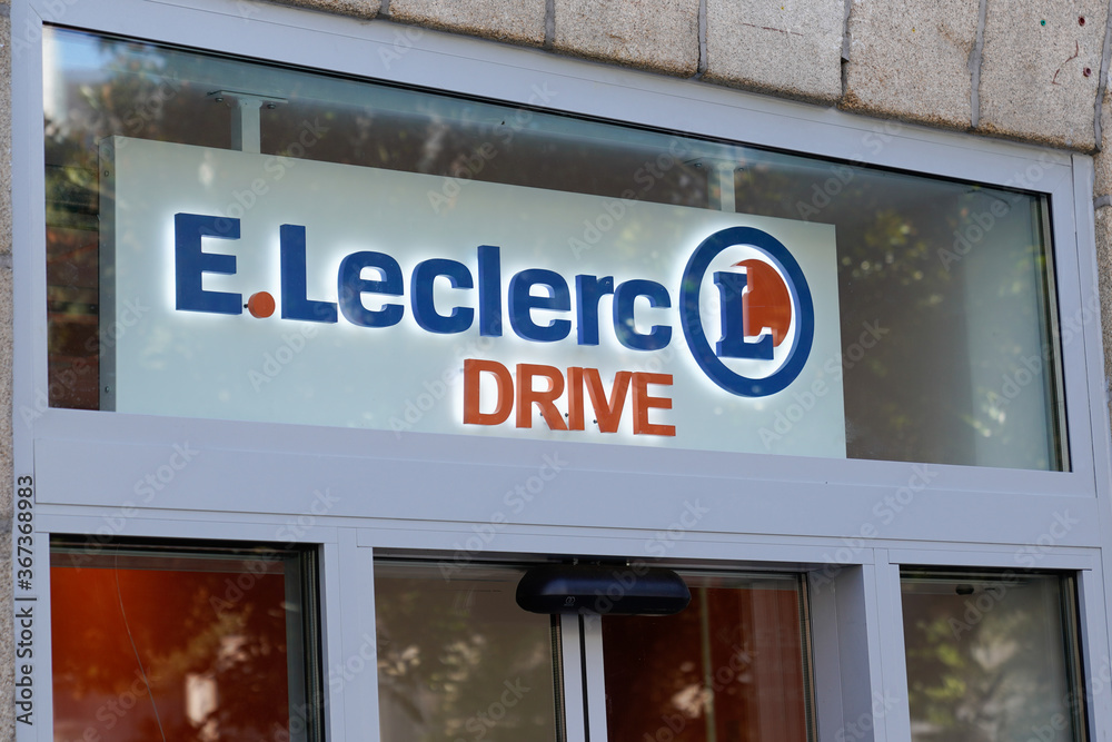 E.leclerc drive logo text sign on store for supermarket shop building ...
