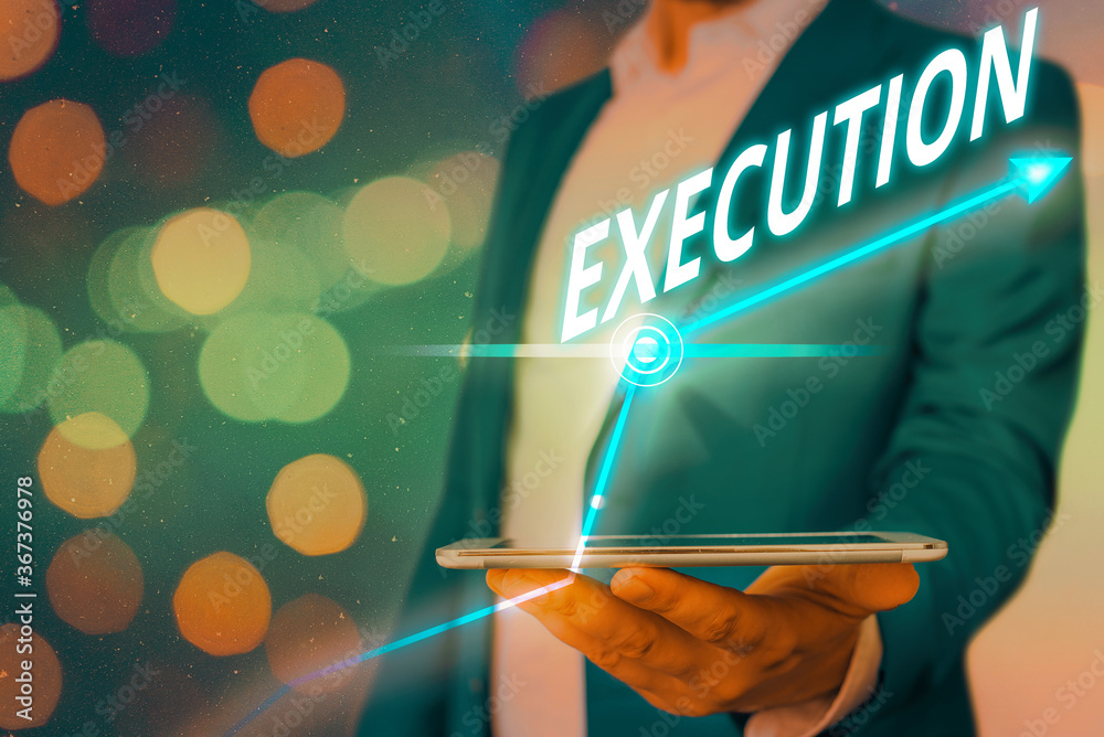 Word writing text Execution. Business photo showcasing the carrying out ...