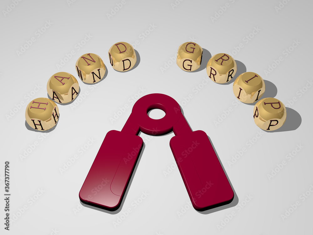 3D illustration of HAND GRIP graphics and text around the icon made by ...