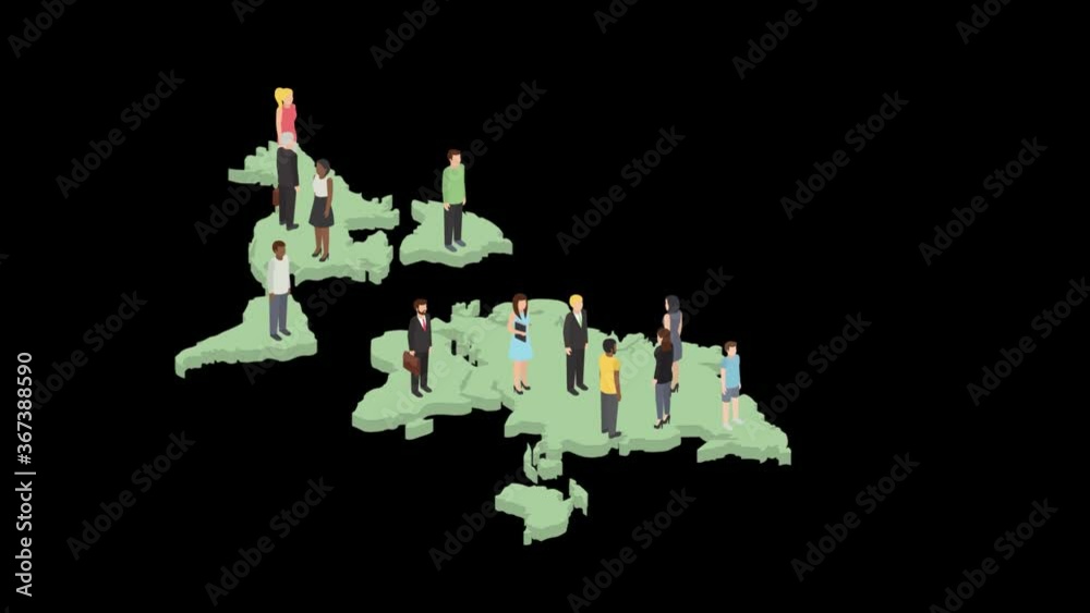 America map and its people. animation. various people. different ...