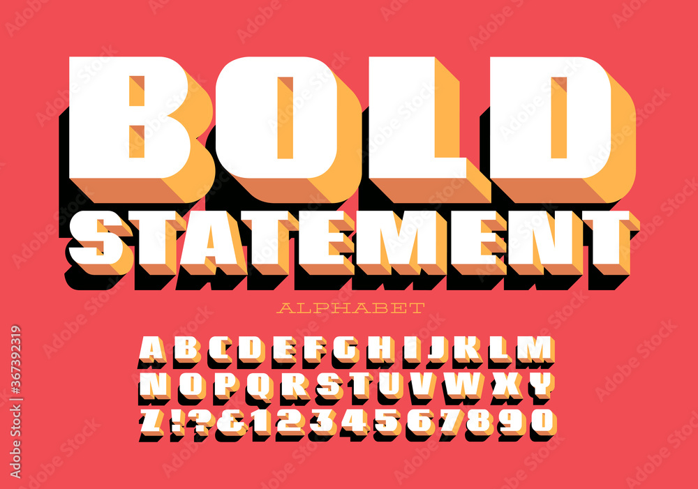 Bold Vector Font; A 3d Alphabet in Strong Bright Colors Stock Vector ...