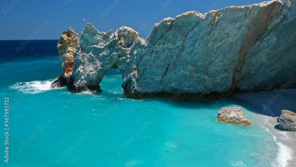 Aerial drone photo of Lalaria beach, one of the most beautiful in ...