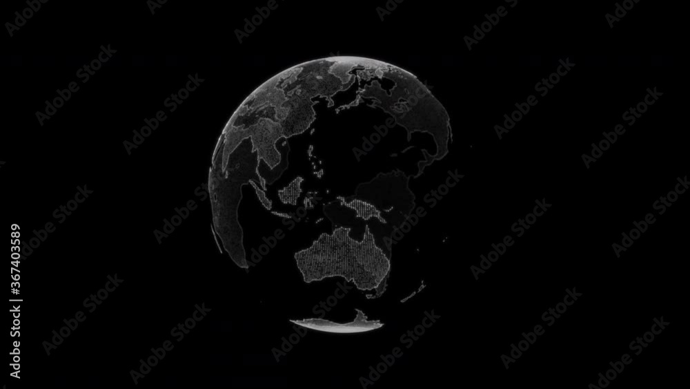 Rotating world globe from particles. HUD. Digital planet Earth ...