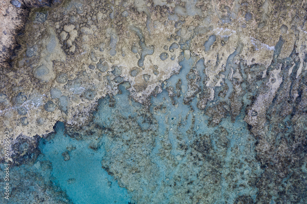 An aerial view of the beautiful Mediterranean sea, where you can see ...