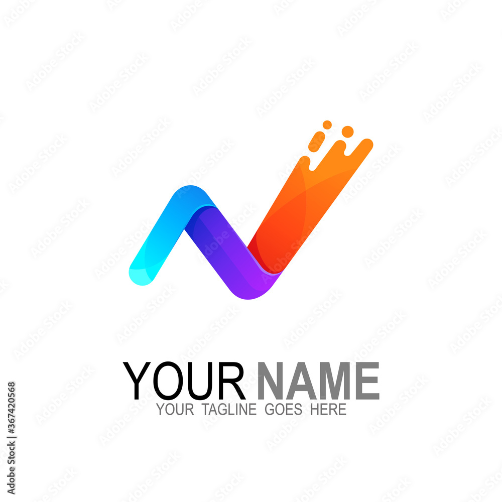 Letter N logo and swoosh logo template, Colorful 3d icons Stock Vector ...