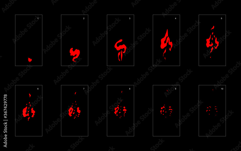 Vetor de Smoke effect. fire smoke animation sprite sheet. classic fire ...