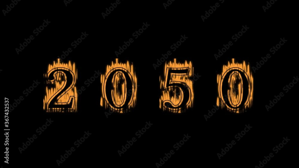 2050 fire text effect black background. animated text effect with high ...