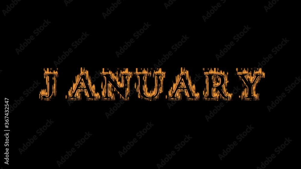 january fire text effect black background. animated text effect with ...