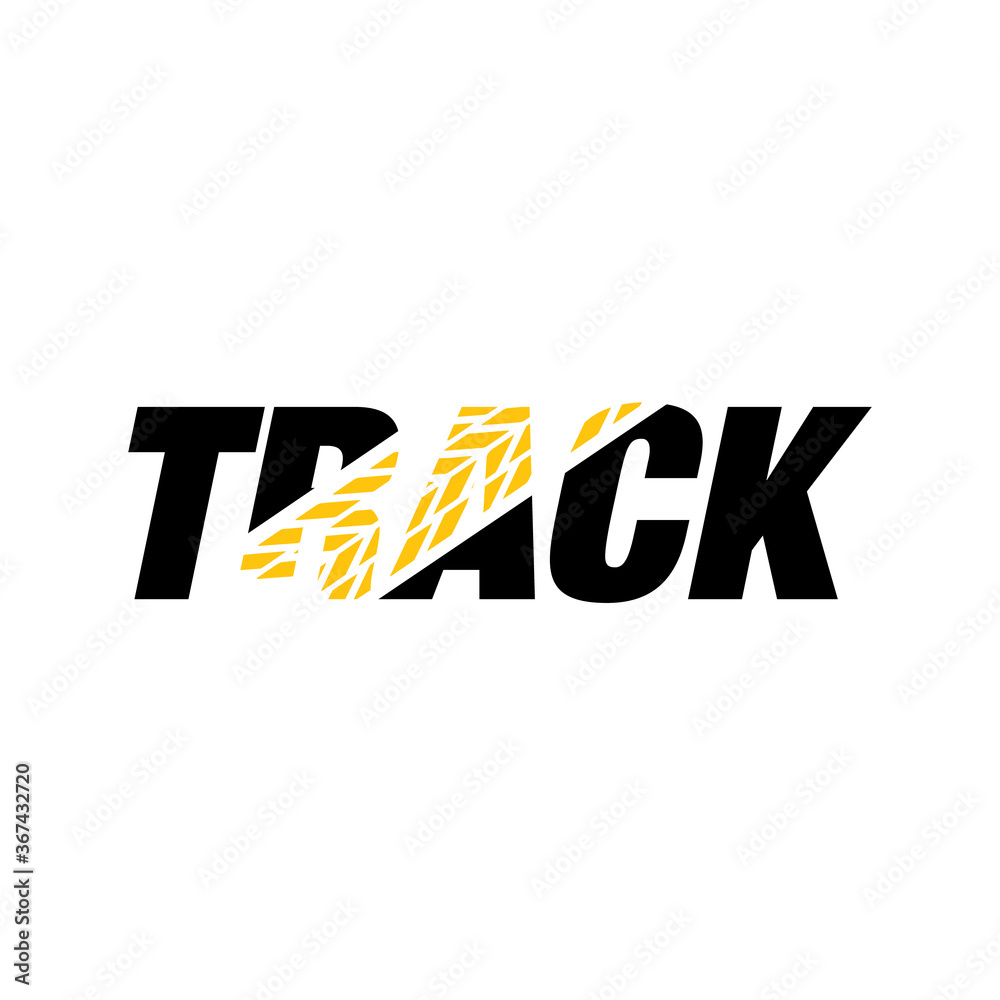 powerful sporty TRACK Lettering Typography logo design vector ...